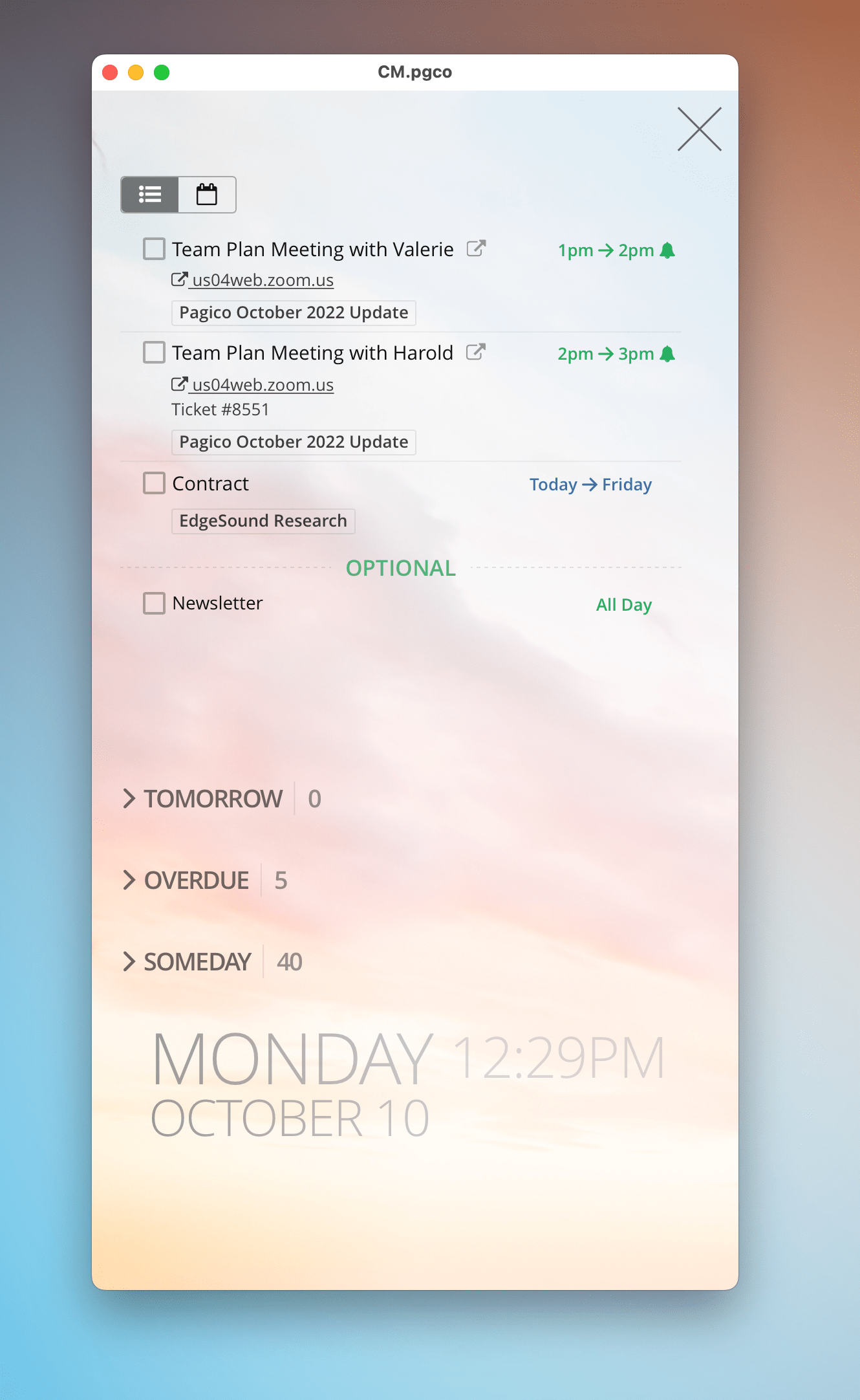 Plan Your Day Better with the New Today View : Pagico Blog