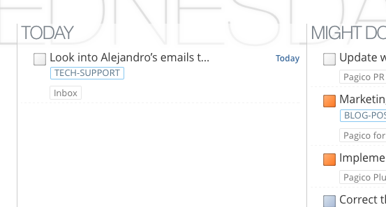 Don't have time for a task? Just drag it to the Might-Do list and Pagico will reschedule it to ...
